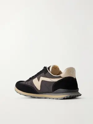 Visvim Fkt Runner Leather And Suede-trimmed Sneakers - Black