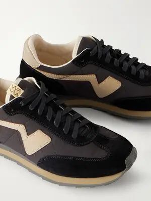 Visvim Fkt Runner Leather And Suede-trimmed Sneakers - Black