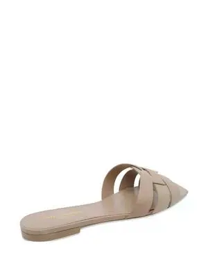 Saint Laurent Tribute Woven Leather Sandals - Neutrals