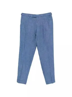 BRIGLIA 1949 Slub-texture Pleated Trousers - Blue