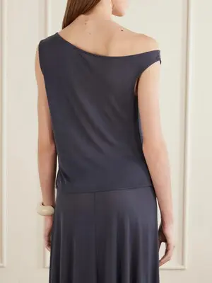 ST. AGNI Off-the-shoulder Tencel™ Lyocell Top - Blue