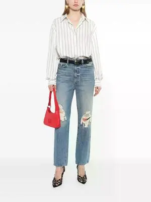 Versace Striped Button Down Shirt - White