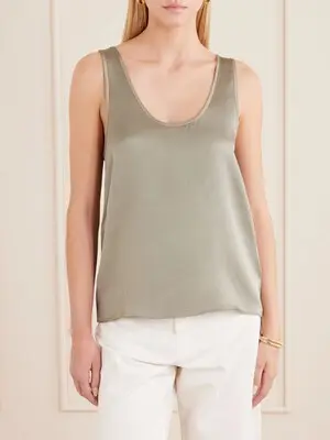 ANINE BING Lea Silk Tank - Green