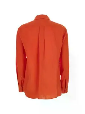 Max Mara Falas Embroidered-logo Linen Shirt - Orange