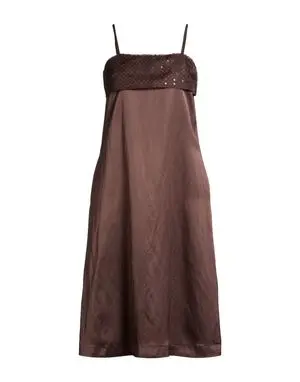 Peserico Midi Dress In Dark Viscose, Linen, And Polyester