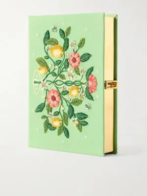 OLYMPIA LE-TAN Botanical Chic Appliquéd Embroidered Clutch - Green