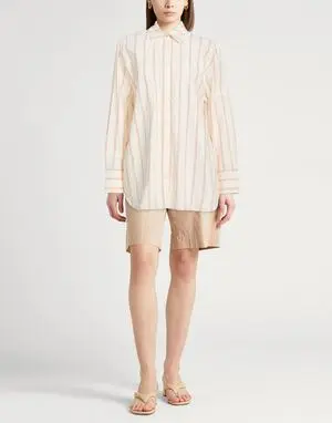 TOTEME Cotton And Silk Striped Oversized Shirt - White