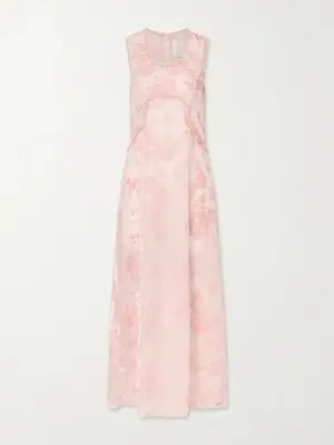 Anna Sui Boudoir Floral Devoré-velvet Satin Midi Dress - Pink