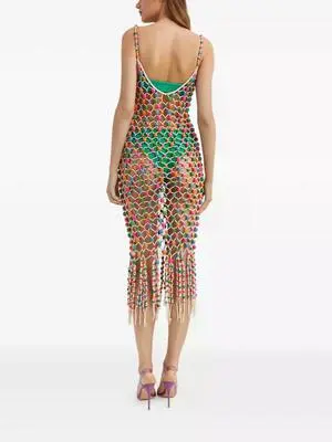 Retrofete Calypso Beaded Fringed Midi Dress