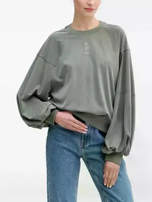 Guess Embellished Balloon-sleeve Sweatshirt - Green