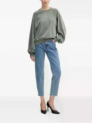 Guess Embellished Balloon-sleeve Sweatshirt - Green