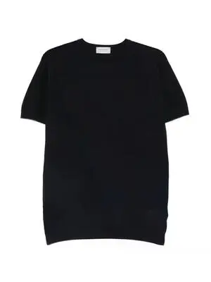 John Smedley Pique-knit Ribbed-trim T-shirt - Blue