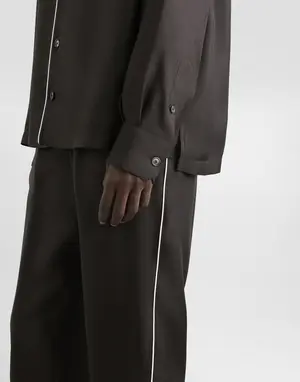Dolce & Gabbana Silk Jogging Pants With Dg Embroidered Patch - Black