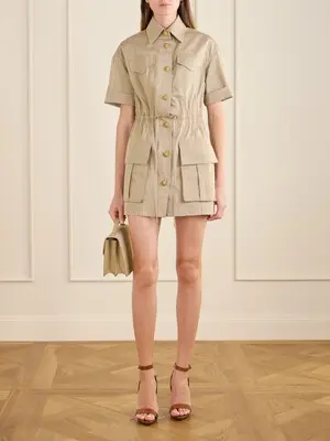 Balmain Cotton-gabardine Mini Shirtdress
