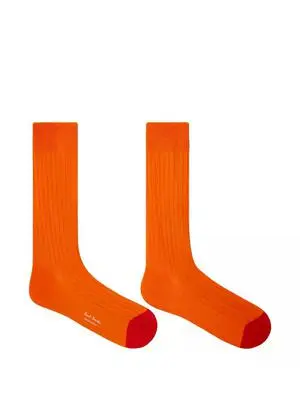Paul Smith Ribbed-knit Mid-calf Length Socks - Orange