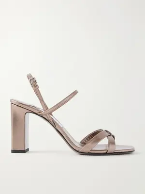JIMMY CHOO Elsy Leather Sandals - Metallic