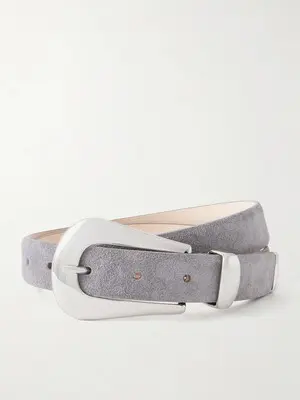 DEHANCHE Colette Suede Belt With Sculptural Buckle - Gray