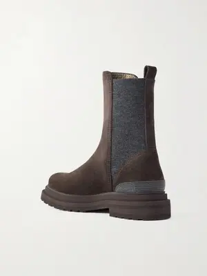 Brunello Cucinelli Embellished Suede Chelsea Boots