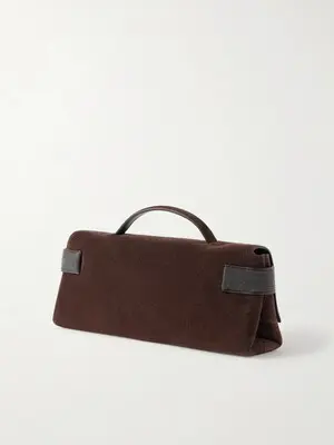 Brunello Cucinelli Bead-embellished Suede Clutch - Brown