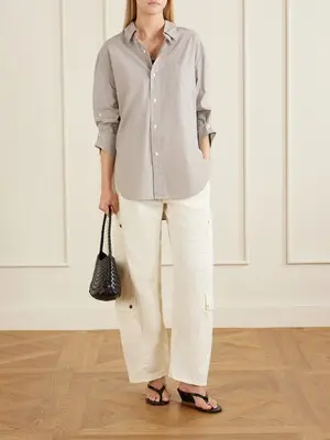 Citizens Of Humanity Flight Pleated Organic Cotton-blend Twill Barrel-leg Cargo Pants - Neutrals