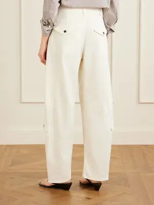 Citizens Of Humanity Flight Pleated Organic Cotton-blend Twill Barrel-leg Cargo Pants - Neutrals