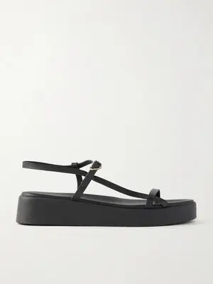 ANCIENT GREEK SANDALS Politia Leather Platform Sandals - Black