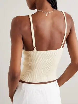 DEIJI STUDIOS Ribbed Linen Cropped Wrap Top