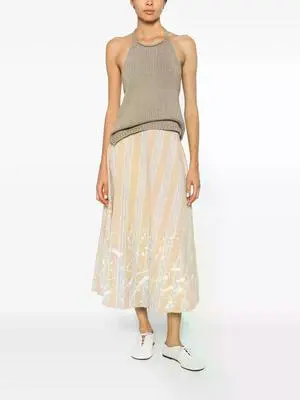 A TENTATIVE ATELIER Stripe-print Paint-splatter Skirt