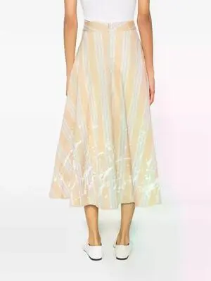 A TENTATIVE ATELIER Stripe-print Paint-splatter Skirt