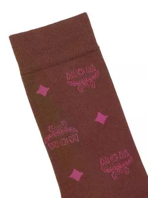 Mcm Monogram Knit Socks - Brown
