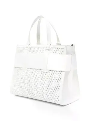 Armani Exchange Perforated Logo-plaque Tote - White