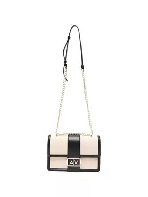 Armani Exchange Logo-plaque Panelled Crossbody Bag - Neutrals