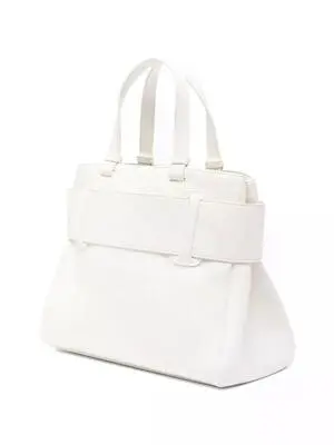 Armani Exchange Logo-plaque Pebbled Leather Tote Bag - White