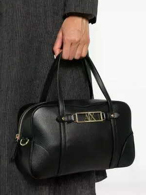 Armani Exchange Leather Tote Bag With Logo Plaque