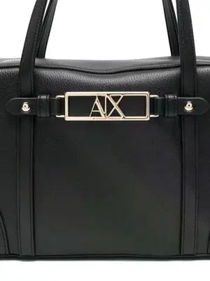 Armani Exchange Leather Tote Bag With Logo Plaque