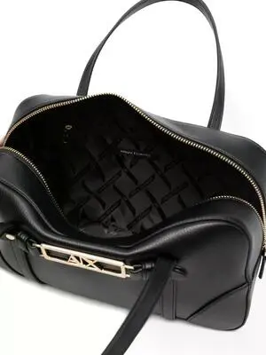 Armani Exchange Leather Tote Bag With Logo Plaque