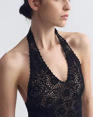 NILI LOTAN Ventura Halter Crochet Sweater