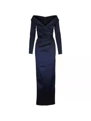 Talbot Runhof Roadtrip Draped V-neck Maxi Dress