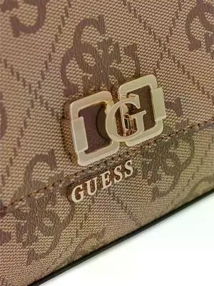 Guess Monogram Shoulder Bag - Brown