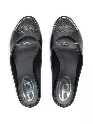 DIESEL® D-diam's Lizard-effect Heeled Mules - Black