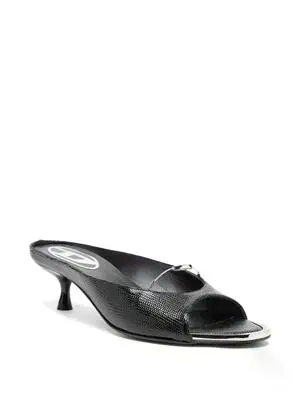 DIESEL® D-diam's Lizard-effect Heeled Mules - Black
