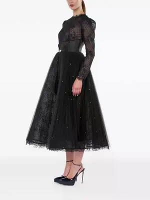 ARAFTU Lace-paneled Pleated A-line Dress