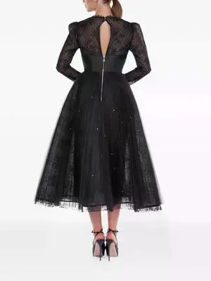ARAFTU Lace-paneled Pleated A-line Dress