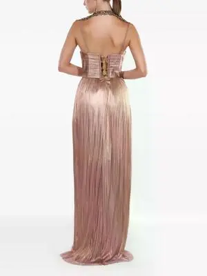 ARAFTU Crystal-embellished Plissé Gown
