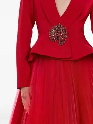 ARAFTU Peplum Tulle-panel Dress - Red