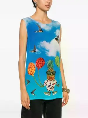 The Artistylist Graphic-print Sleeveless Top - Blue