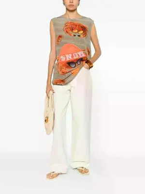 The Artistylist Crab-print Glitter-finish Top