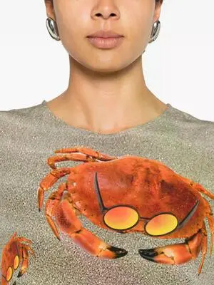 The Artistylist Crab-print Glitter-finish Top