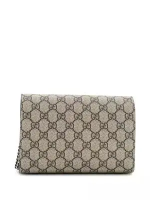 Gucci Dionysus Chain Wallet Gg Coated Canvas Small - Brown