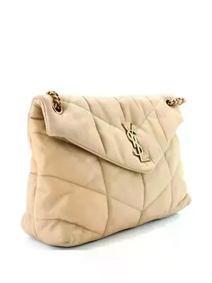 Saint Laurent Loulou Puffer Quilted Leather Medium Shoulder Bag - Neutrals
